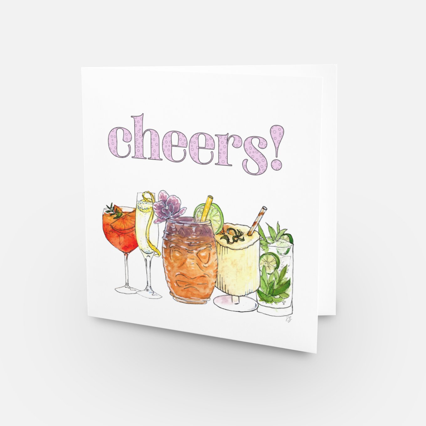 'Cheers' Square Card – Romona Sandon Art & Design